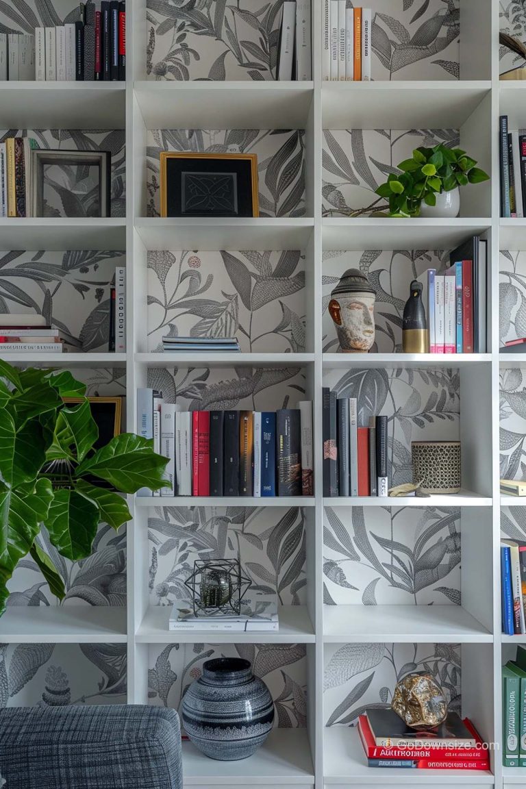 Wallpaper for Bookshelves: 23 Beautiful Ideas | GoDownsize