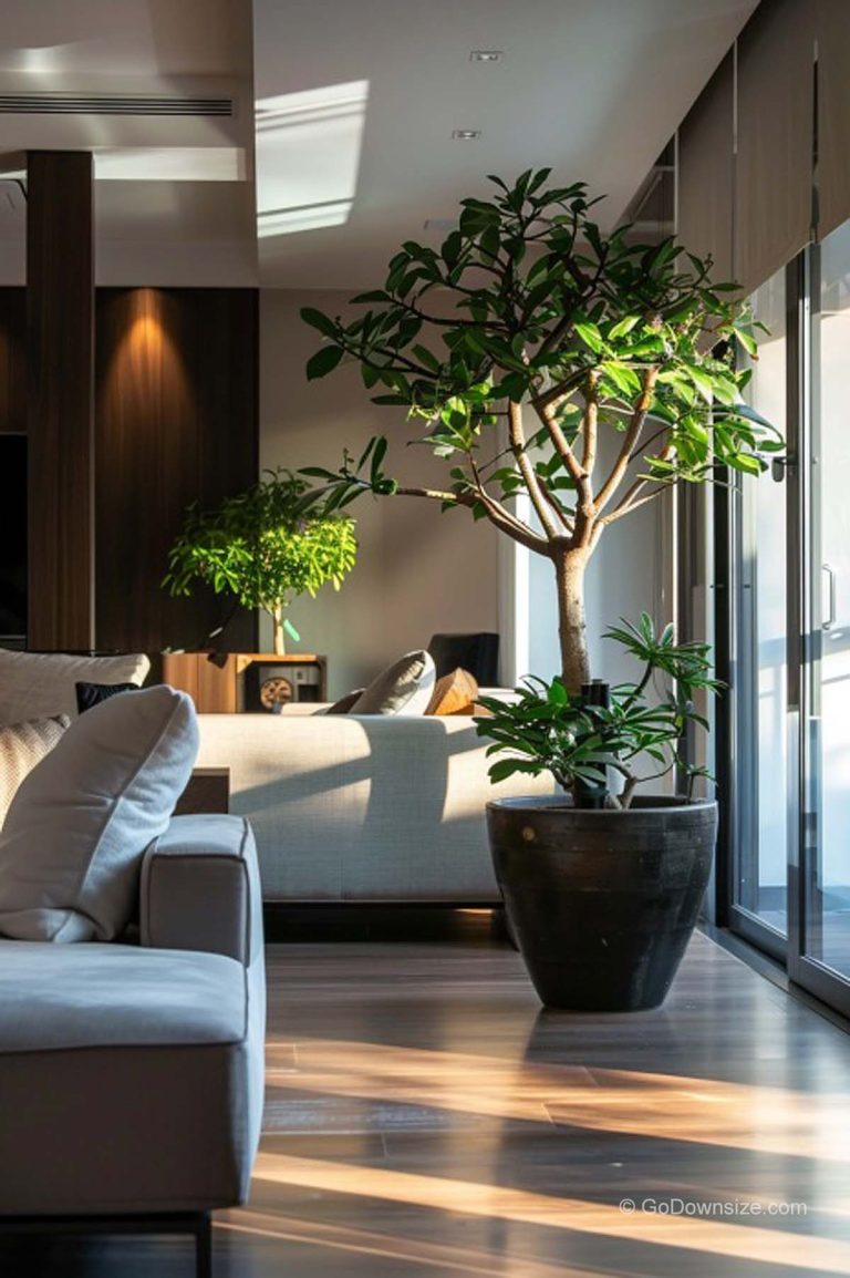 22 Living Rooms With Trees That Look Amazing | GoDownsize