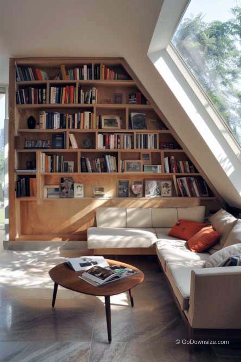 17 Bookshelves for angled walls that look amazing | GoDownsize