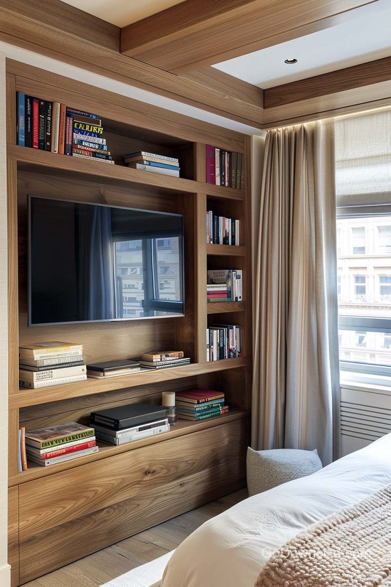 19 Bookshelves Mounted Under TVs That Look Amazing | GoDownsize
