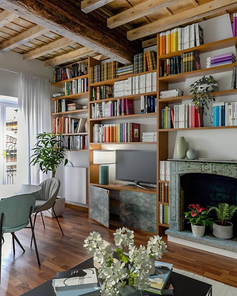 27 Bookshelves With TVs That Look Amazing | GoDownsize